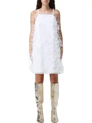Pinko Feathered Mini Dress - White