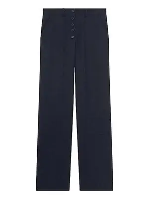 The Kooples Straight-leg Mid-rise Wool-blend Trousers - Navy
