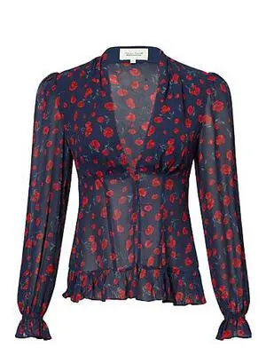REFORMATION X Nara Smith Rose-print Woven Blouse - Lizzie