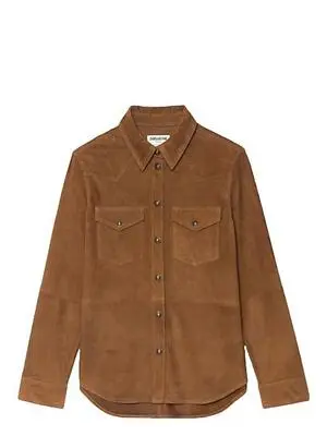 Zadig&Voltaire Thelma Patch-pocket Suede Shirt - Daim