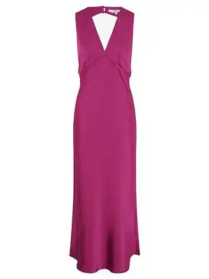 OMNES Satin Maxi Dress With Tie-back Detail - Magenta