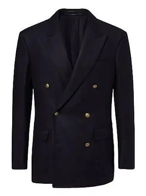 Dunhill Double-breasted Notched-lapel Cashmere Jacket - House Navy