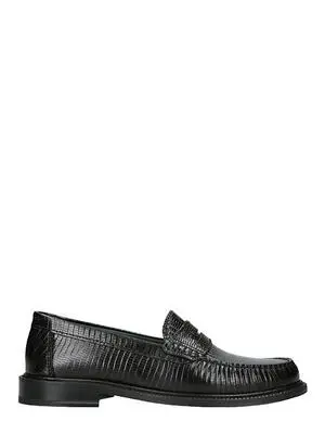 VINNY'S Yardee Moccasin Leather Loafers - Black