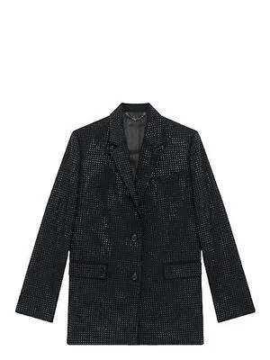 The Kooples Rhinestone-embellished Single-breasted Wool-blend Blazer - Black