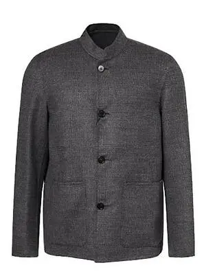 Dunhill Stand-collar Reversible Wool Jacket - Charcoal Melange