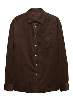 Prada Logo-embellished Padded Corduroy Cotton And Cashmere Shirt - Brown