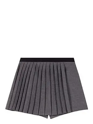 Maje Pleated Mini Skirt With Elasticated Waist - Grey