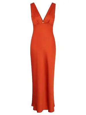 OMNES Casey V-Neck Satin Maxi Dress