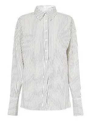 Good American Tie-back Striped Stretch-cotton Shirt - Bcw Pinstripe001
