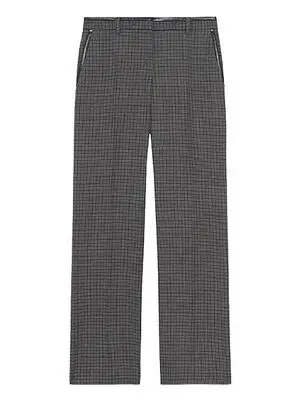 The Kooples Checked Straight-leg Wool Trousers - Black