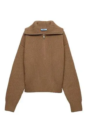 Prada Ribbed-knit Cashmere Jumper - Brown