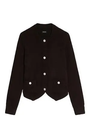 Zadig&Voltaire Westia Knitted Cashmere Cardigan - Dark Chocolate