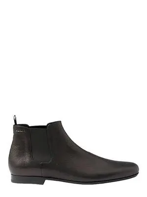 Prada Round-toe Leather Chelsea Boots - Black