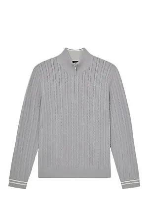 REISS Tuscano Half-zip Cable-knit Jumper - Airforce Blue