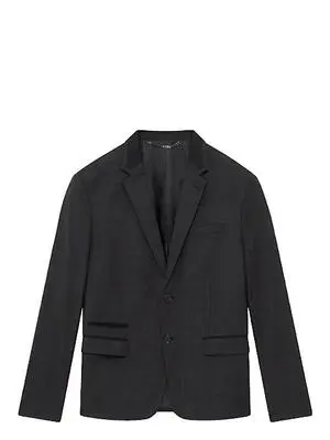 The Kooples Notched-lapel Slim-fit Single-breasted Stretch-wool Blazer - Black