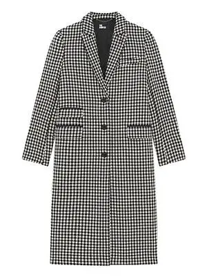 The Kooples Houndstooth Wool-blend Coat - Black White