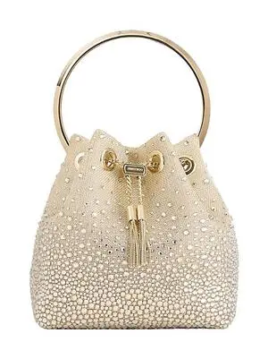 JIMMY CHOO Bon Bon Crystal-mesh Top-handle Bag - Honey Mix/light Gold