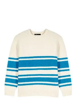 Maje Striped Wool-blend Jumper - Ecru / Turquoise