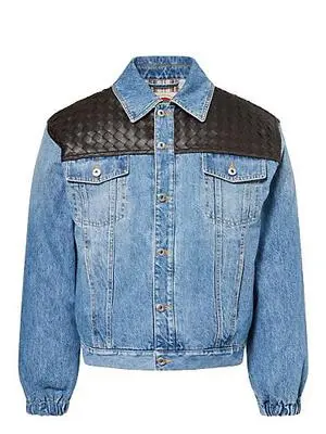 Bottega Veneta Vintage Woven-panels Denim Jacket - Mid Blue
