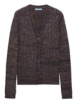 Prada Mouline Long-sleeve Wool Cardigan - Blue