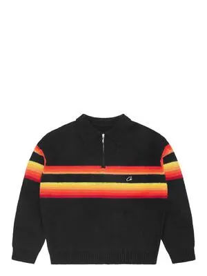 CORTEIZ Gradient Half Knit Zip Pullover - Black