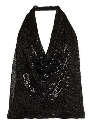 Ramy Brook Alice Sequined Halter Blouse - Black