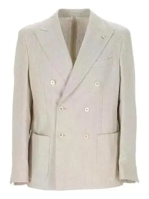 L.B.M. 1911 Double-breasted Linen Blazer - Neutrals