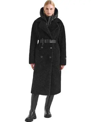 Rudsak Faux Fur Teddy Trench Coat - Black