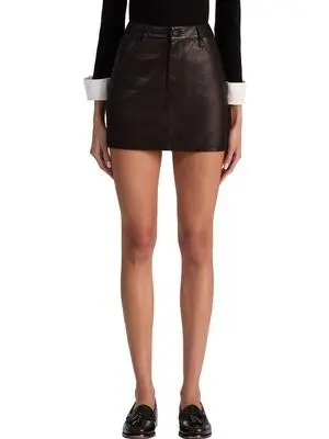 Alice + Olivia Leather Mini Skirt - Black