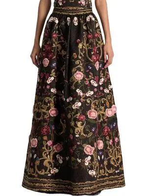 Alice + Olivia Tina Embroidered Ballgown Skirt - Floral
