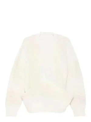 Sacai Cable-knit Panelled Sweater - White