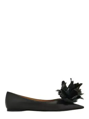 FERRAGAMO Flower-embellished Ballet Flats - Black