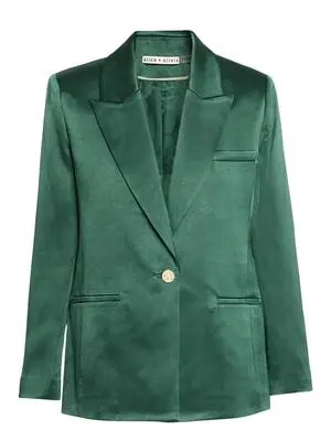 Alice + Olivia Silas Satin Single-breasted Blazer - Green Mystique
