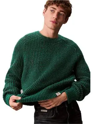 Calvin Klein Wool Blend Relaxed Raglan Sweater - Green
