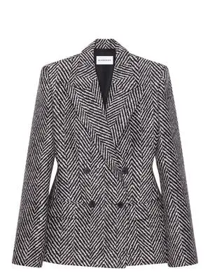 Givenchy Herringbone Mixed Wool Double-breasted Jacket - Black/white