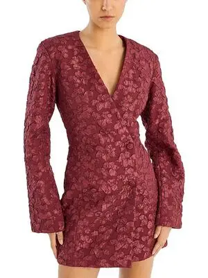 ROTATE BY BIRGER CHRISTENSEN Jacquard Blazer Dress - Zinfandel