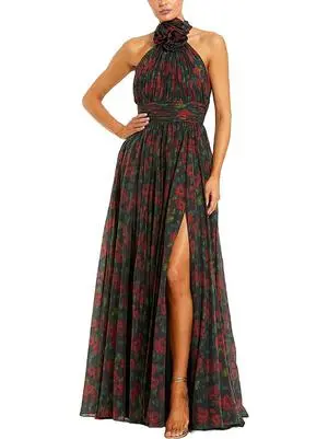 Mac Duggal Floral Chiffon Gown - Black Multi