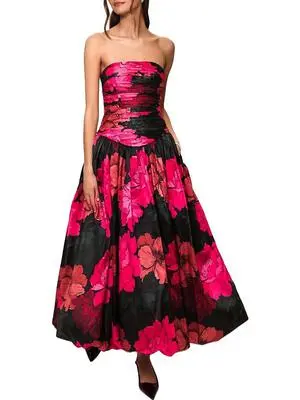 HUTCH Georgina Strapless Bubble Hem Gown