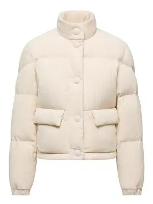 Moncler Aliminia Velvet Short Down Jacket - White