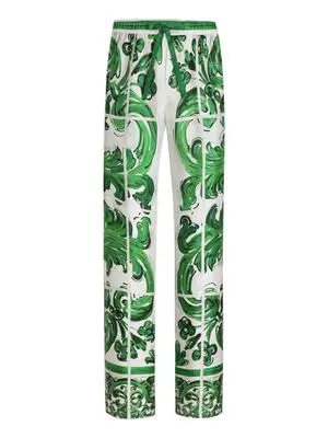 Dolce & Gabbana Majolica Silk Twill Vanity Trousers - Print