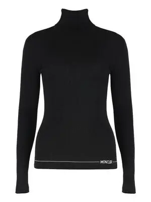 Moncler Sweater With Turtleneck In Virgin Wool - Black
