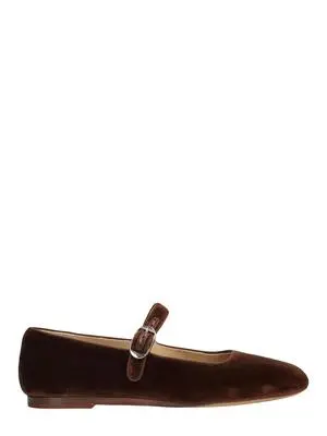 Le Monde Beryl Velvet Mary Jane Ballet Flats - Brown