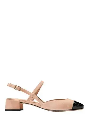 Cole Haan Pella Block Heel Slingback Tuscan Sand-black Patent