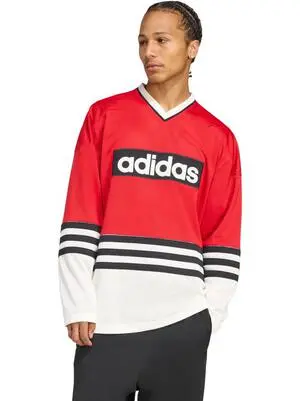 Adidas Relaxed Fit Hockey Jersey - Better Scarlet / Cloud White