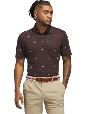 Adidas Originals Printed Trefoil Polo Shirt - Dark Brown