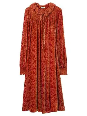 Burberry Long-sleeve Ruffled Midi Dress - Red