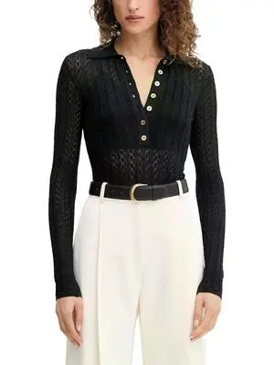 Elisabetta Franchi Patterned-knit Polo Top - Black