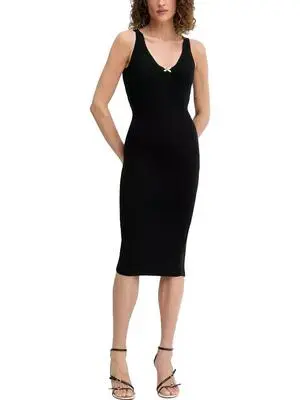 Elisabetta Franchi Bow Ribbed Dress - Black