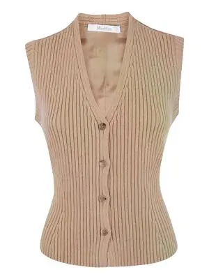 Max Mara V-neck Ribbed-knit Vest - Brown