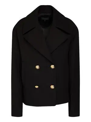 NILI LOTAN Cleophee Double-breasted Cotton-twill Coat - Black
